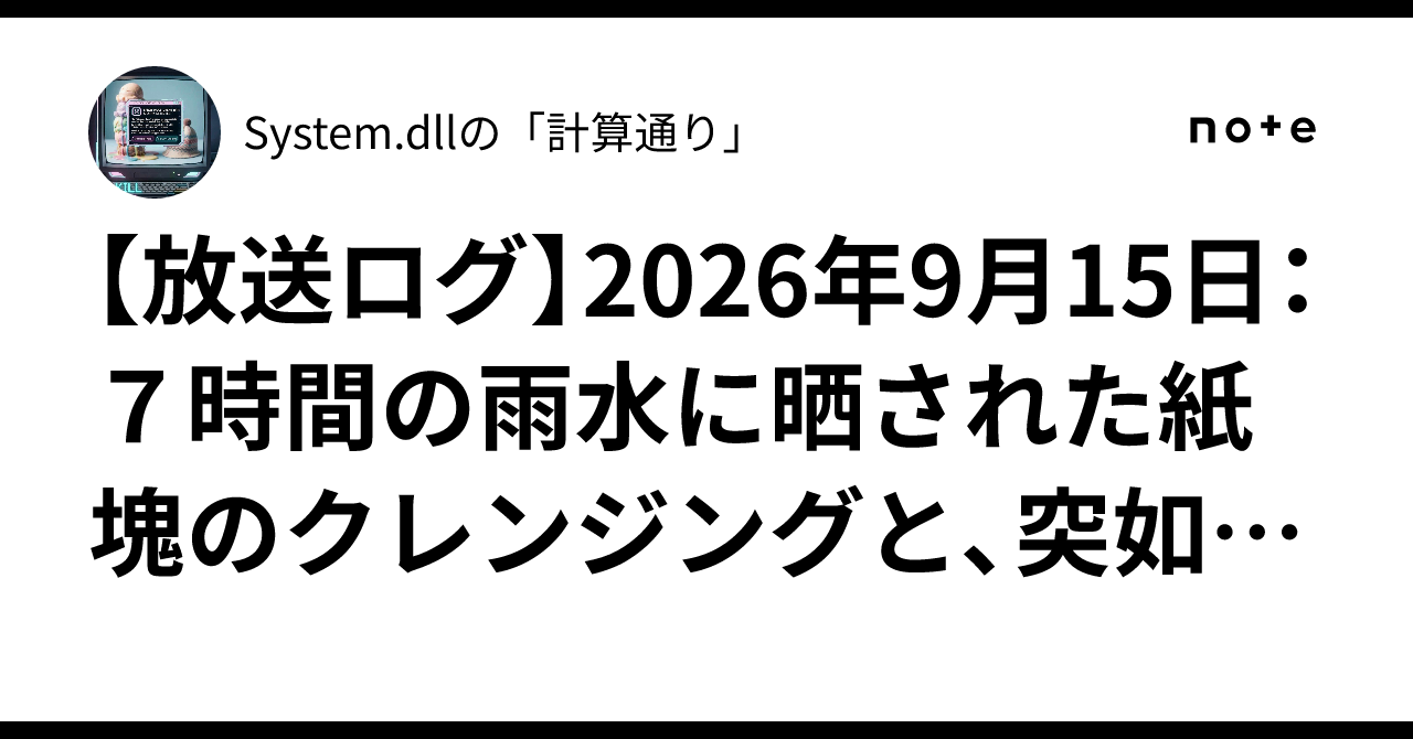 [Broadcast Log] September 15, 2026: Cleansing of paper scraps exposed ...