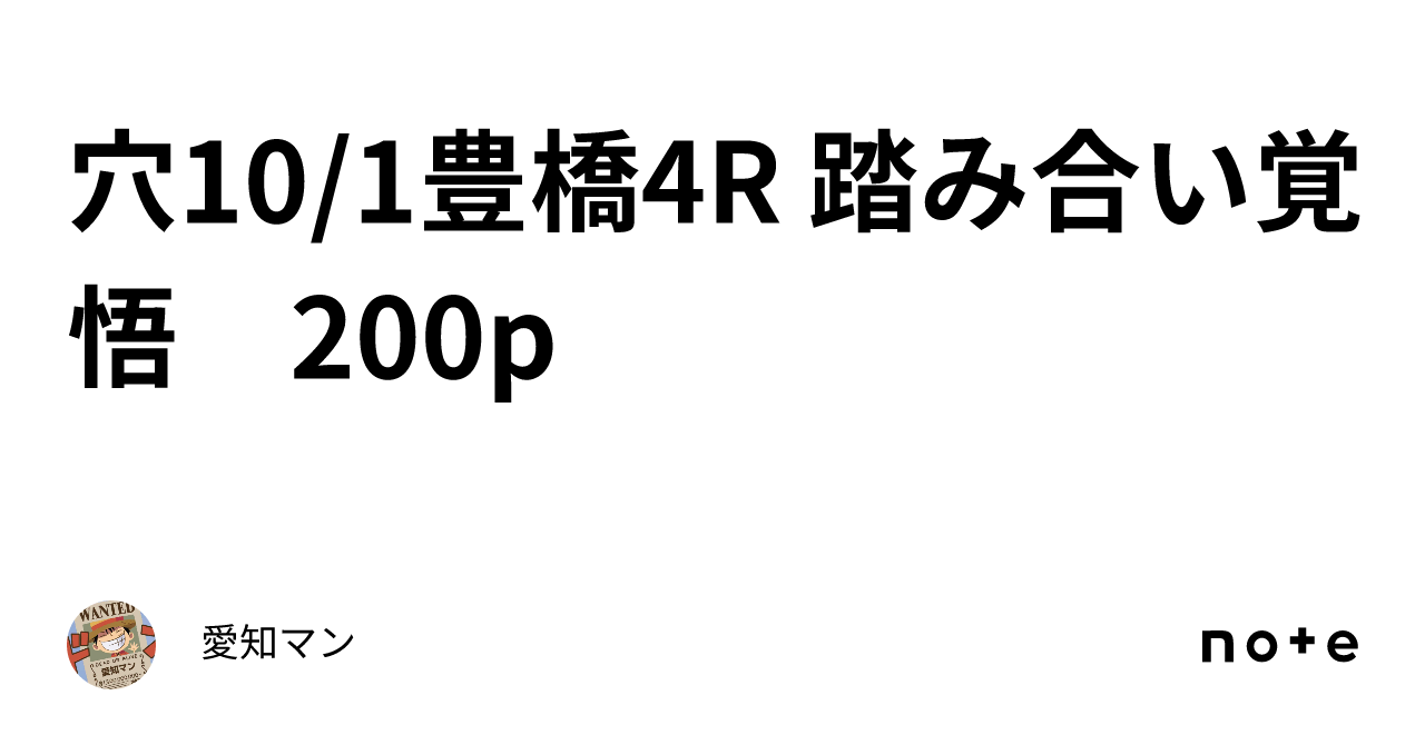 穴10/1豊橋4R 踏み合い覚悟 200p｜愛知マン