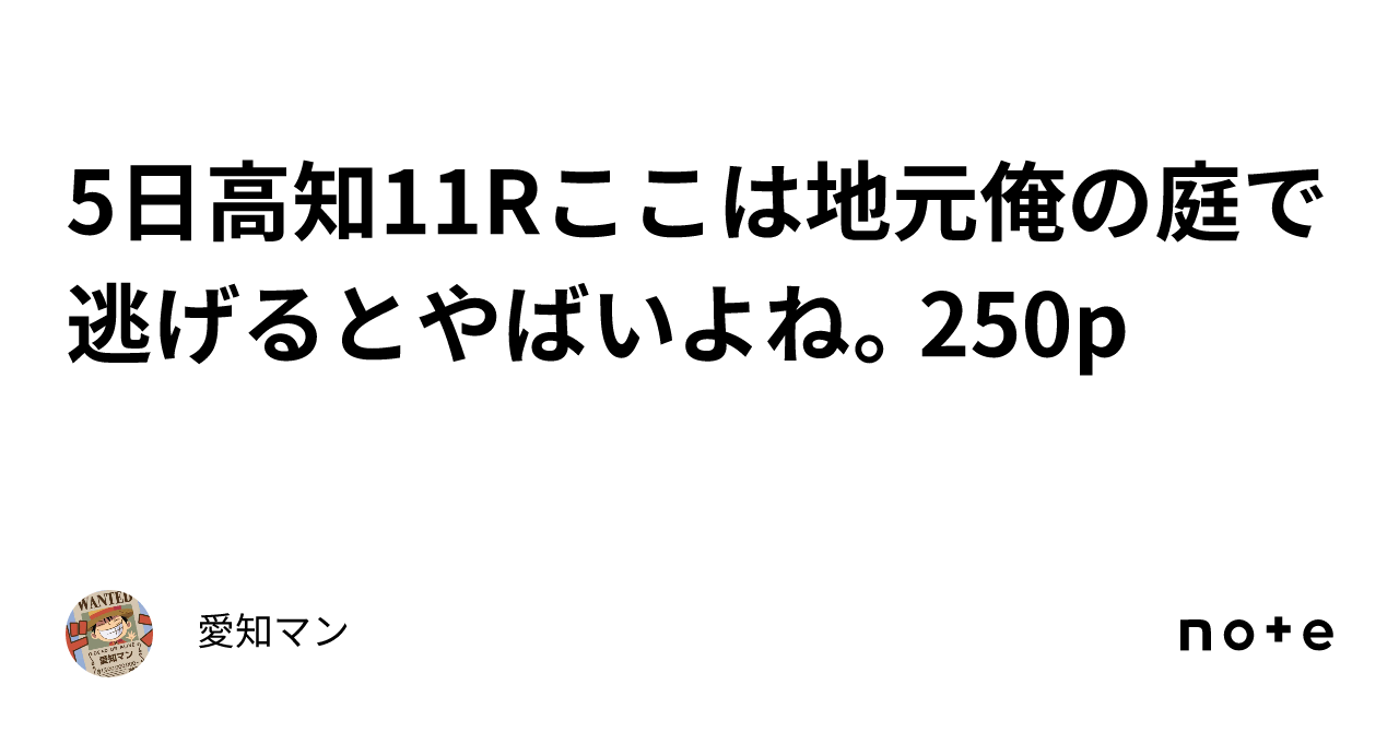 5日高知11Rここは地元俺の庭で逃げるとやばいよね。250p｜愛知マン