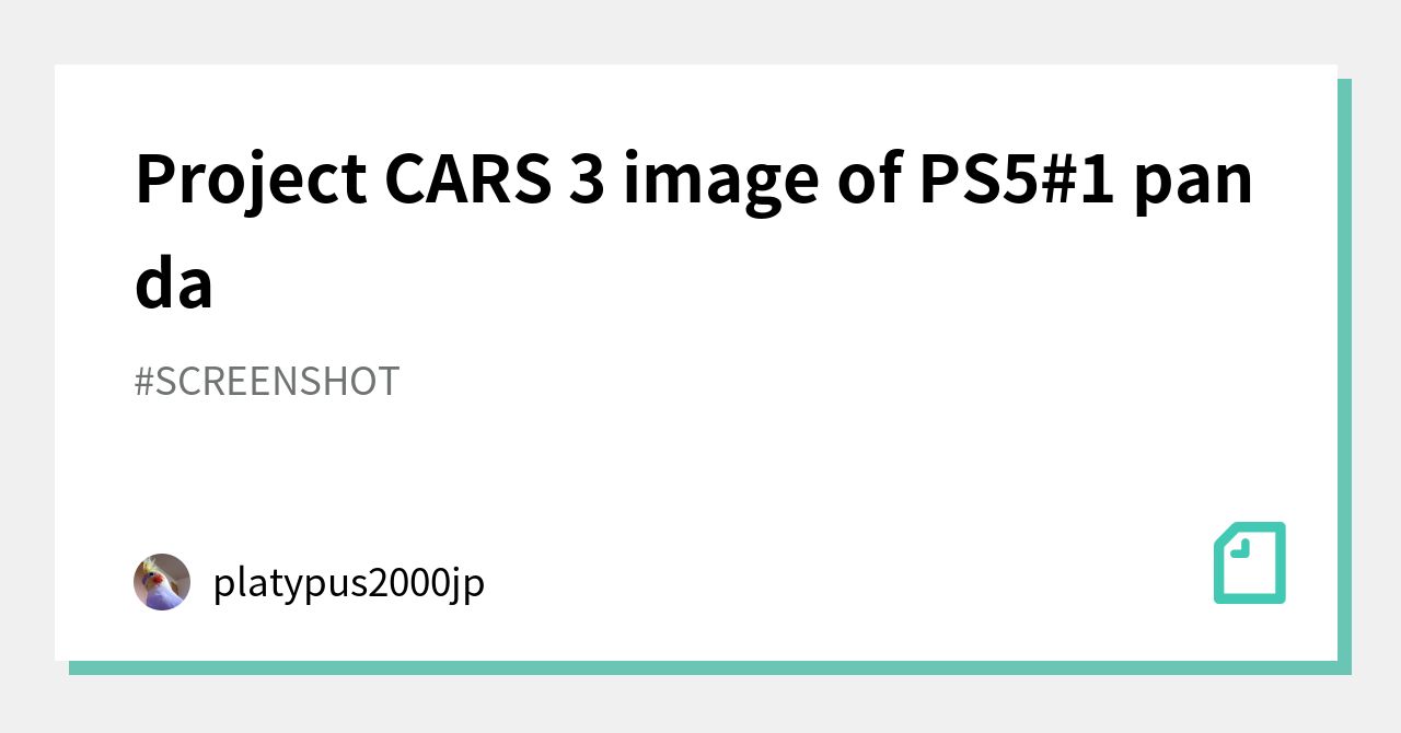 Project CARS 3 image of PS5#1 panda｜platypus2000jp
