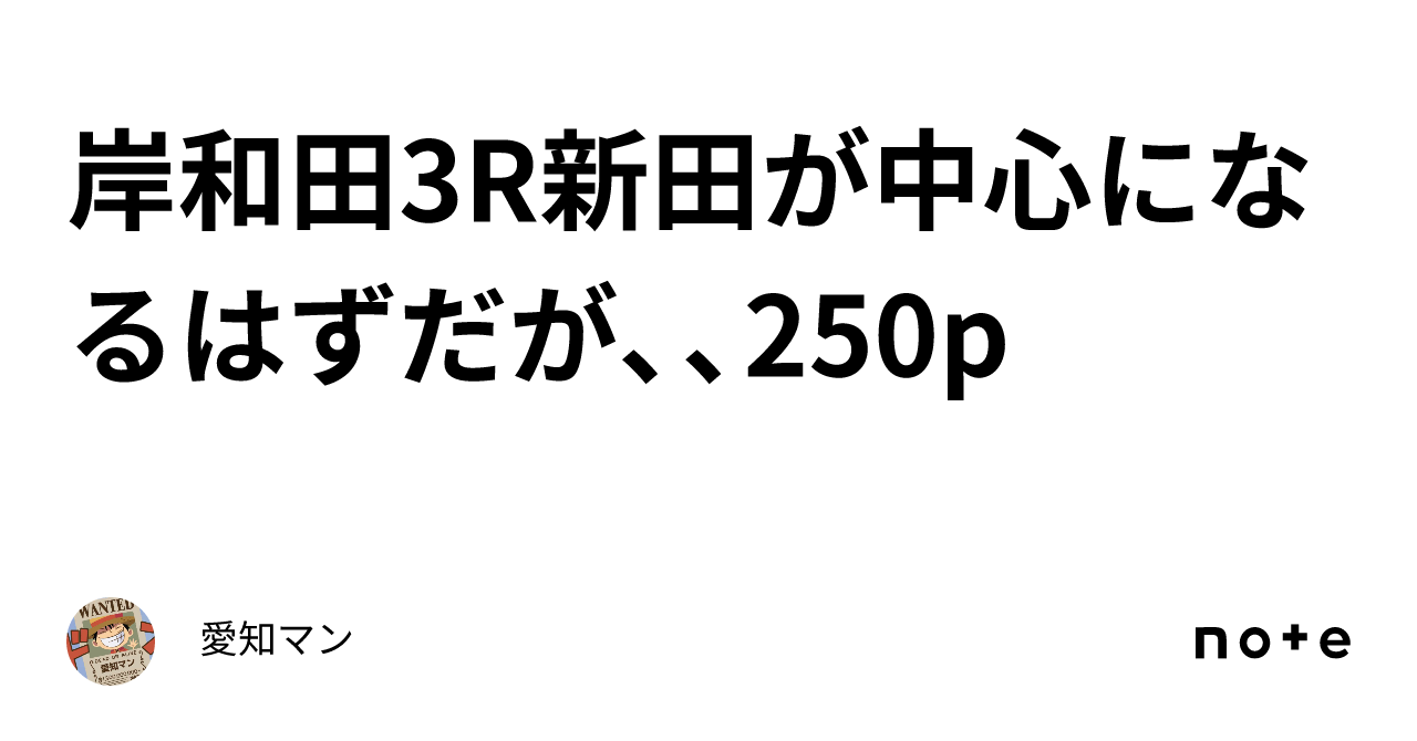 岸和田3R新田が中心になるはずだが、、250p｜愛知マン