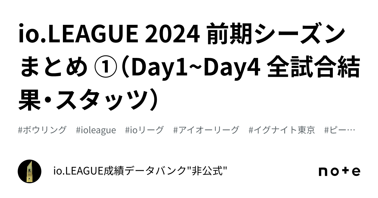 io.LEAGUE 2024 前期シーズンまとめ ①（Day1~Day4 全試合結果・スタッツ）｜io.LEAGUE成績データバンク"非公式"