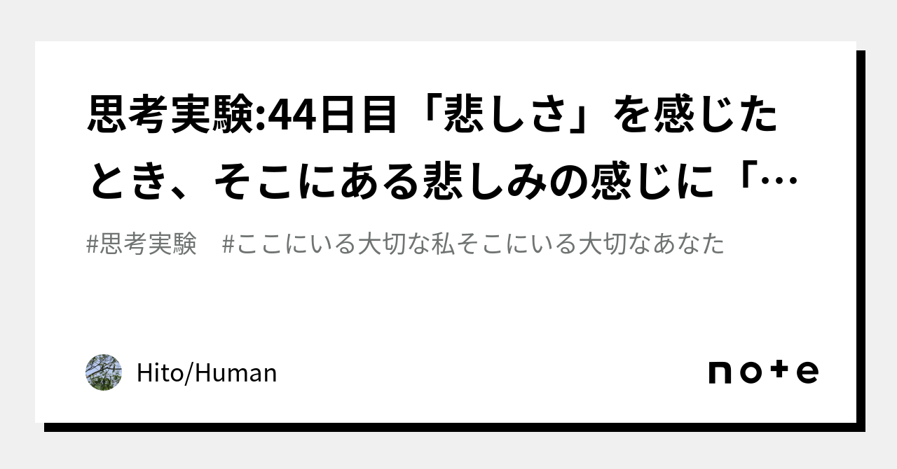 思考実験:44日目「悲しさ」を感じたとき、そこにある悲しみの感じに「はい。わかりました」と言う｜Hito/Human｜note