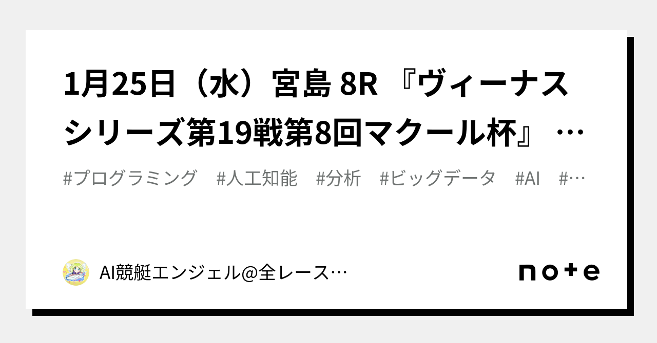1月25日（水）宮島 8R 『ヴィーナスシリーズ第19戦第8回マクール杯』 4日目 電投締切[13:36]｜AI競艇エンジェル@全レース3連単380円予想 AIの機械学習で驚異の的中率＆回収率 ...