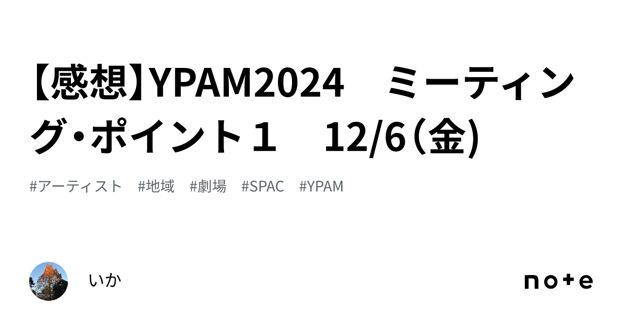 【感想】YPAM2024 ミーティング・ポイント1 12/6（金)｜いか