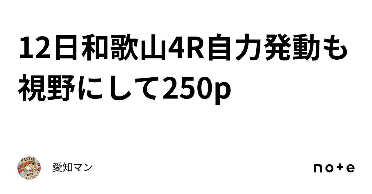 12日和歌山4R自力発動も視野にして250p｜愛知マン