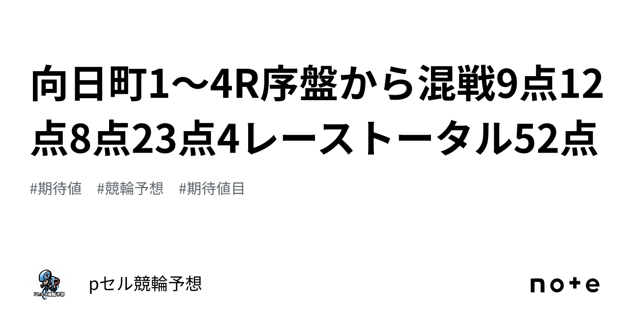 向日町1〜4R🔥序盤から混戦🔥9点12点8点23点4レーストータル52点🔥｜pセル競輪予想