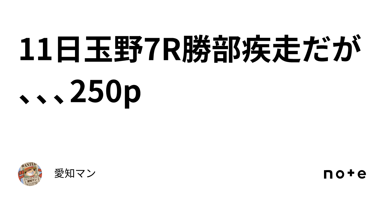 11日玉野7R勝部疾走だが、、、250p｜愛知マン