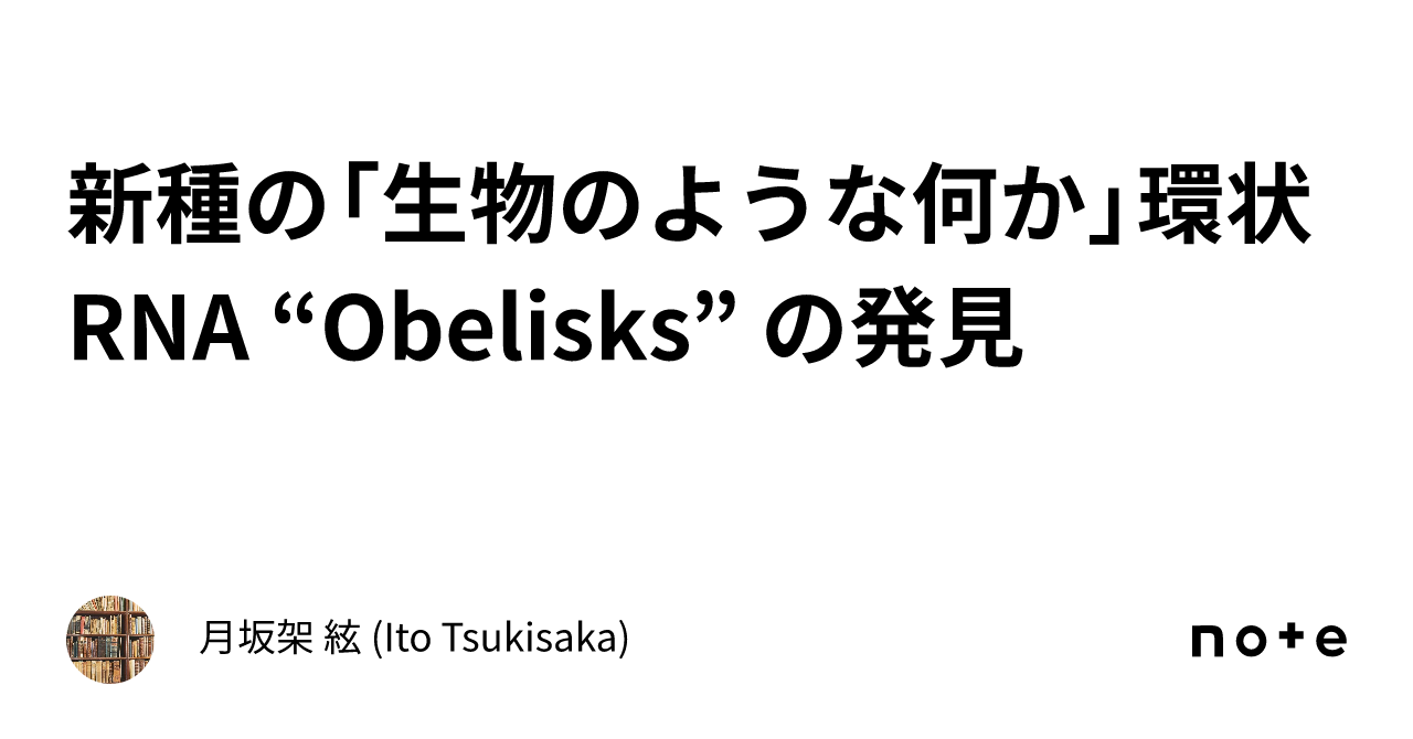 新種の「生物のような何か」環状RNA “Obelisks” の発見｜月坂架 絃 (Ito Tsukisaka)