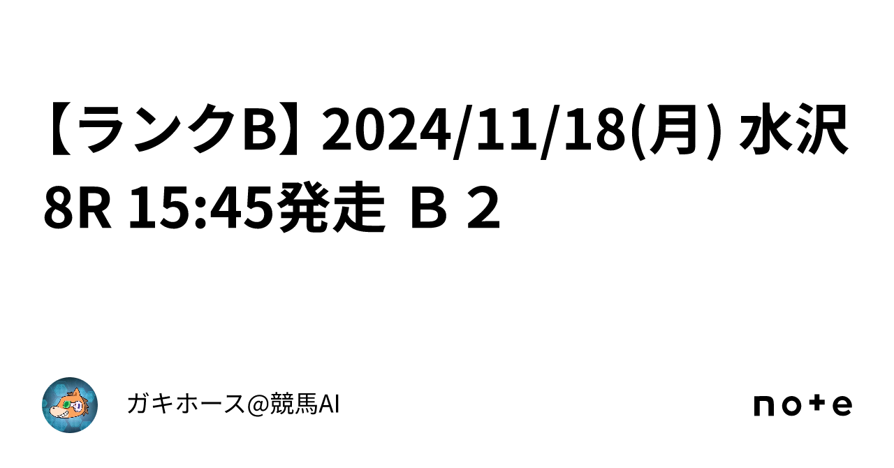 【ランクB】 2024/11/18(月) 水沢8R 15:45発走 B2｜ガキホース@競馬AI