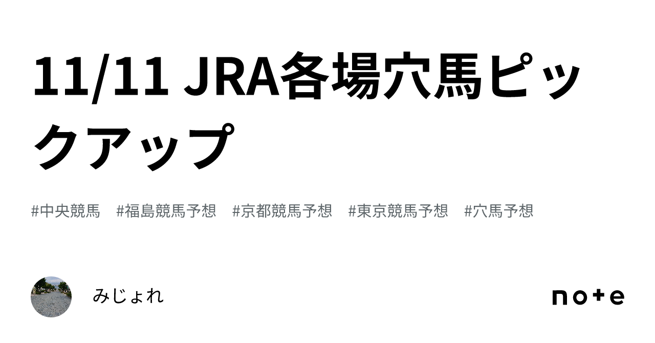 🐴11/11 JRA各場穴馬ピックアップ🐴｜みじょれ