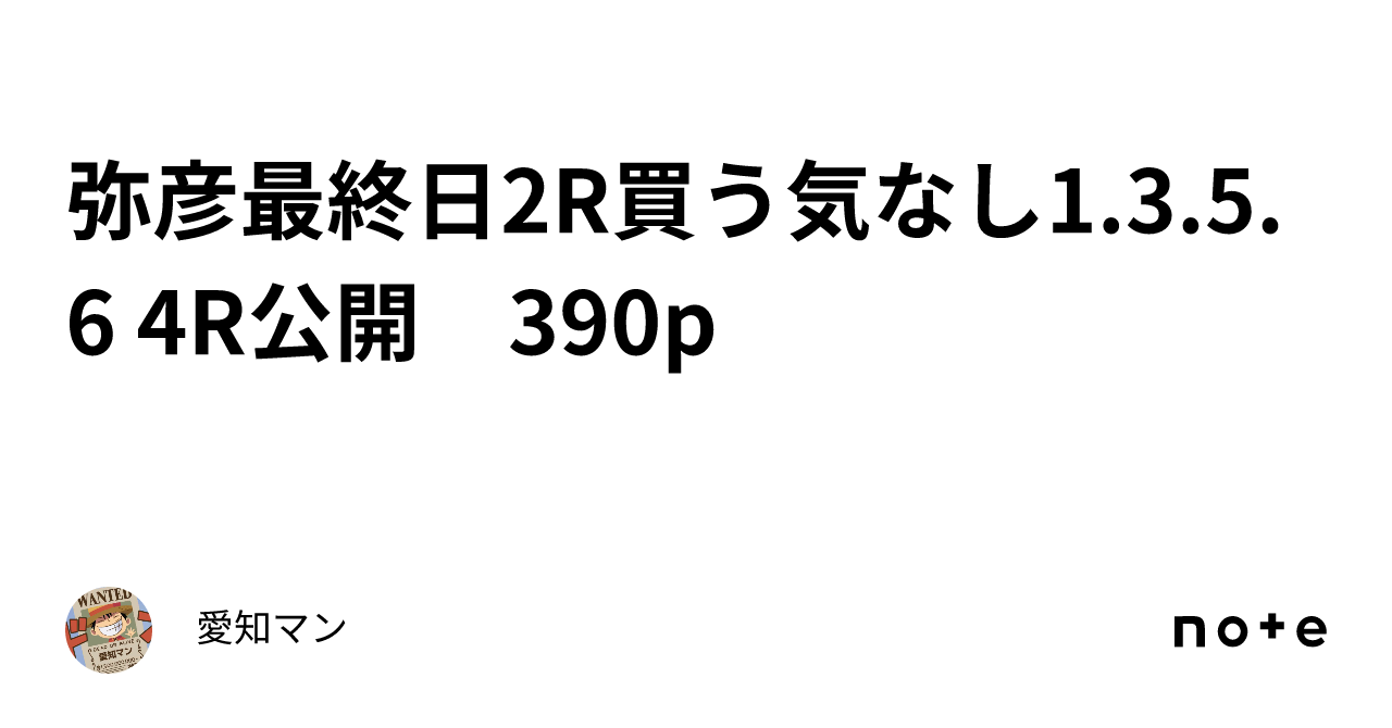 弥彦最終日2R買う気なし1.3.5.6 4R公開 390p｜愛知マン