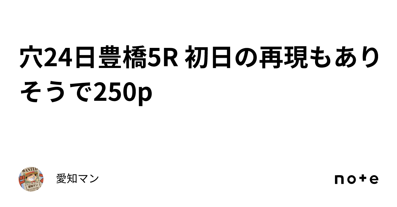 穴🔥24日豊橋5R 初日の再現もありそうで250p｜愛知マン