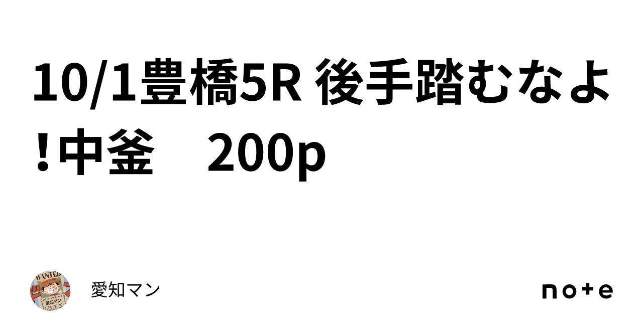 10/1豊橋5R 後手踏むなよ！中釜 200p｜愛知マン