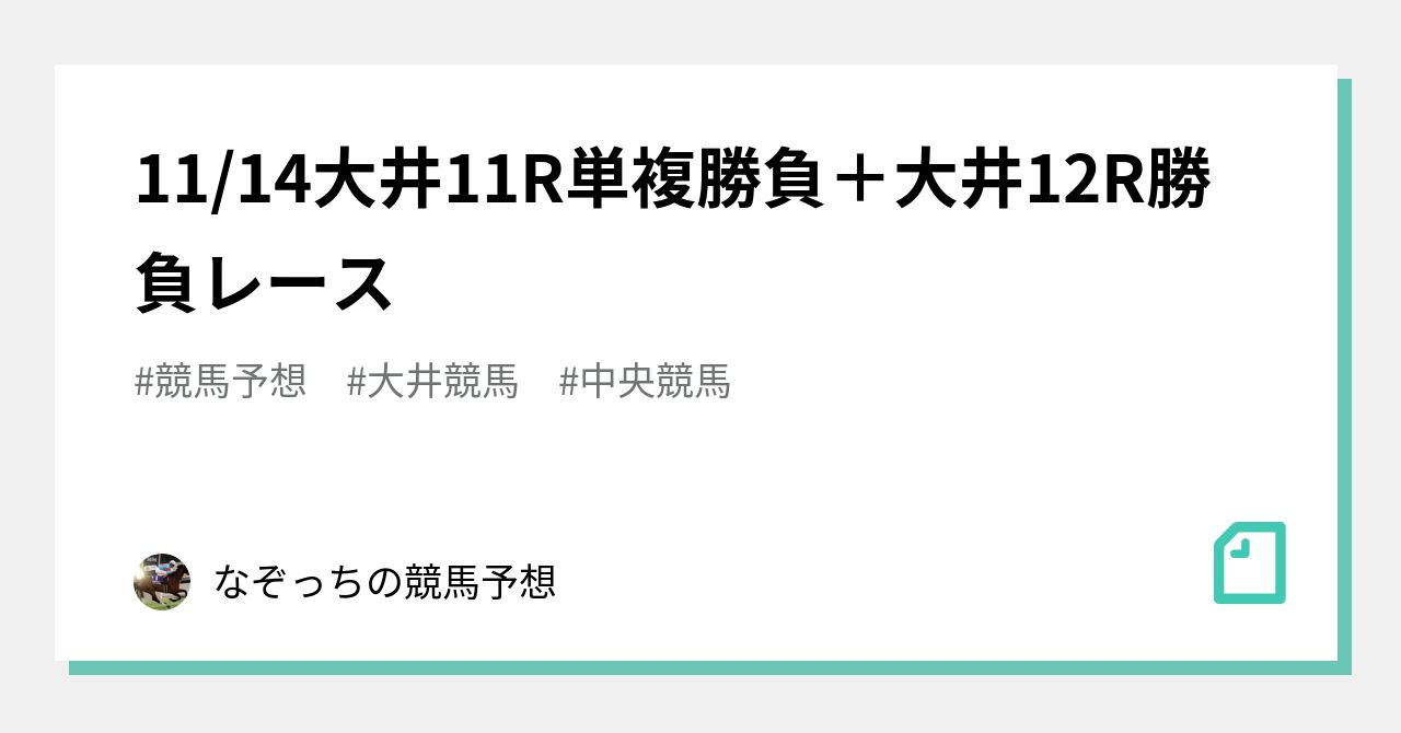 11/14大井11R単複勝負＋大井12R🔥勝負レース🔥｜なぞっちの競馬予想｜note