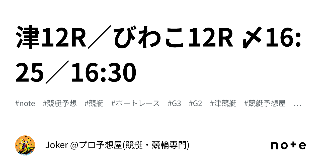 津12R／びわこ12R 〆16:25／16:30｜Joker @プロ予想屋(競艇・競輪専門)