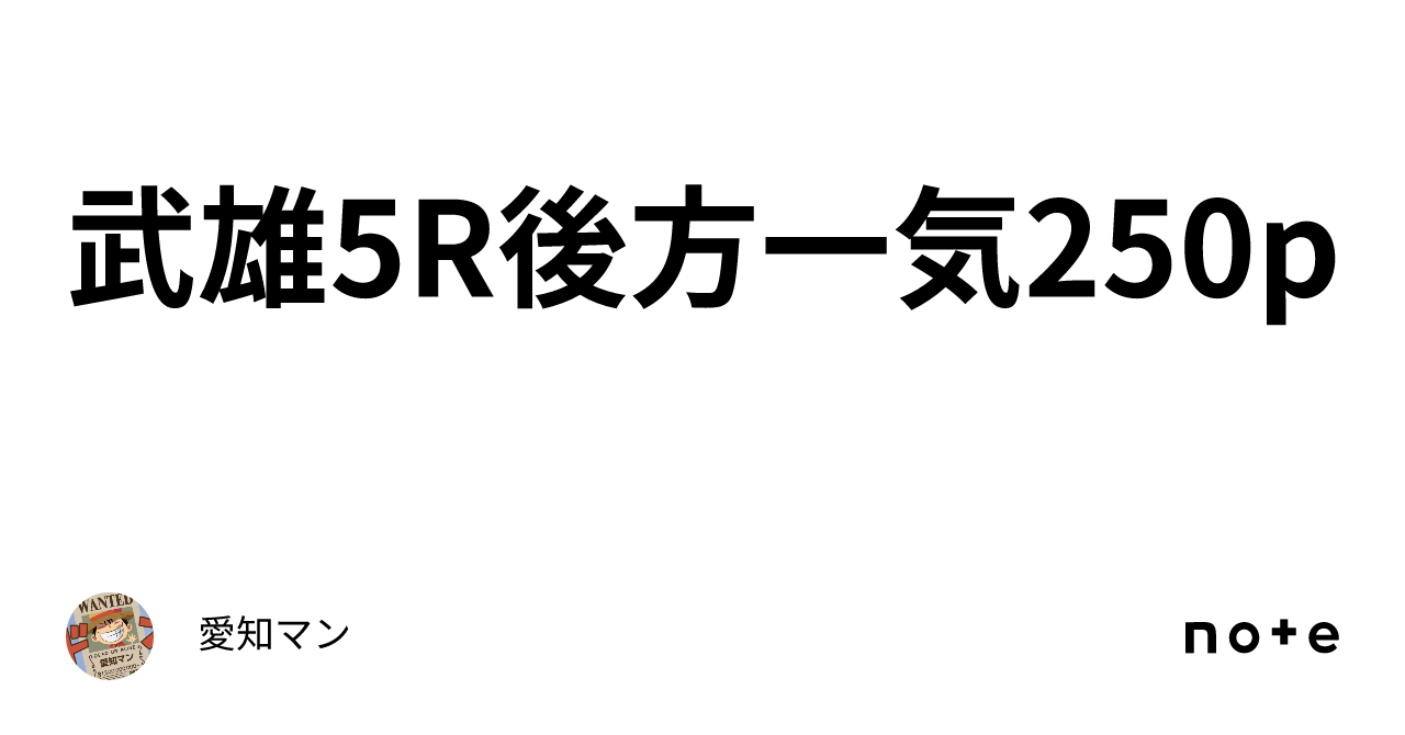 武雄5R後方一気250p｜愛知マン