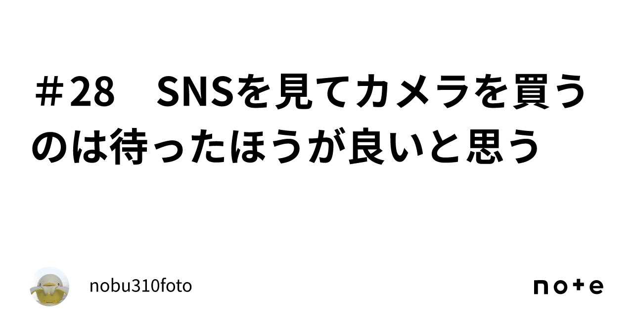 ＃28 SNSを見てカメラを買うのは待ったほうが良いと思う｜nobu310foto