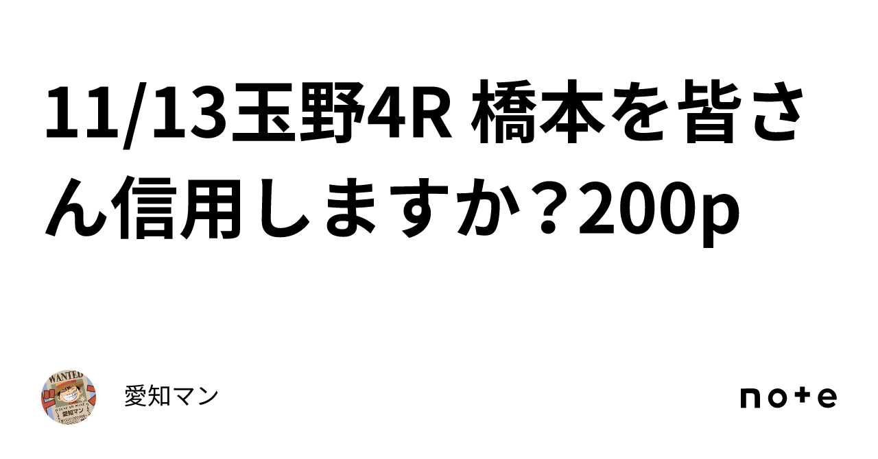 11/13玉野4R 橋本を皆さん信用しますか？200p｜愛知マン