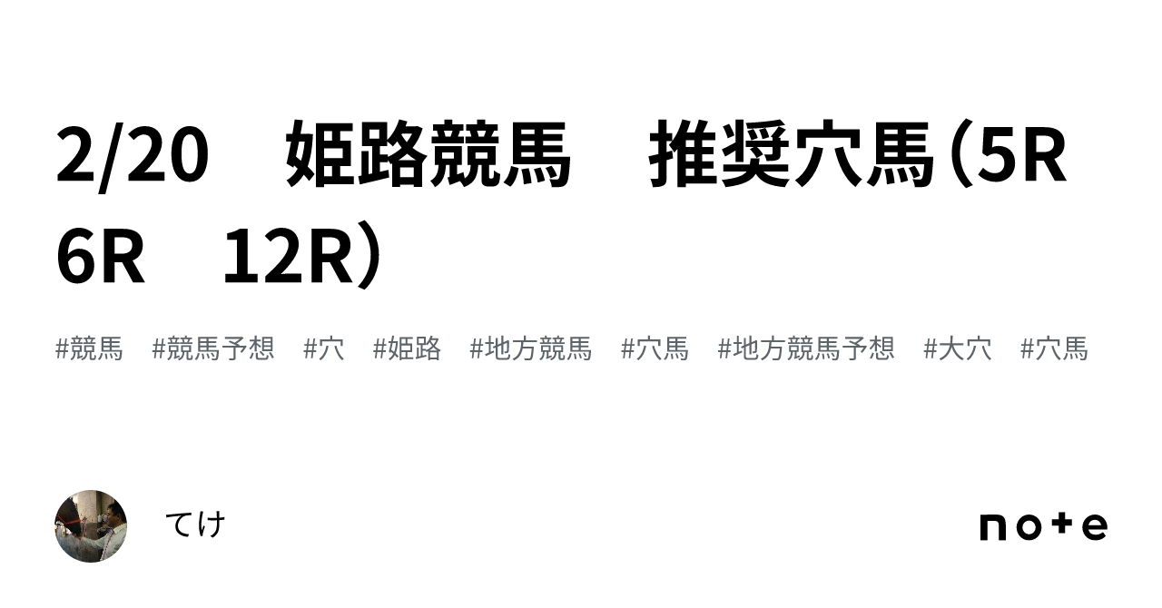 2/20 姫路競馬 推奨穴馬（5R 6R 12R）｜てけ