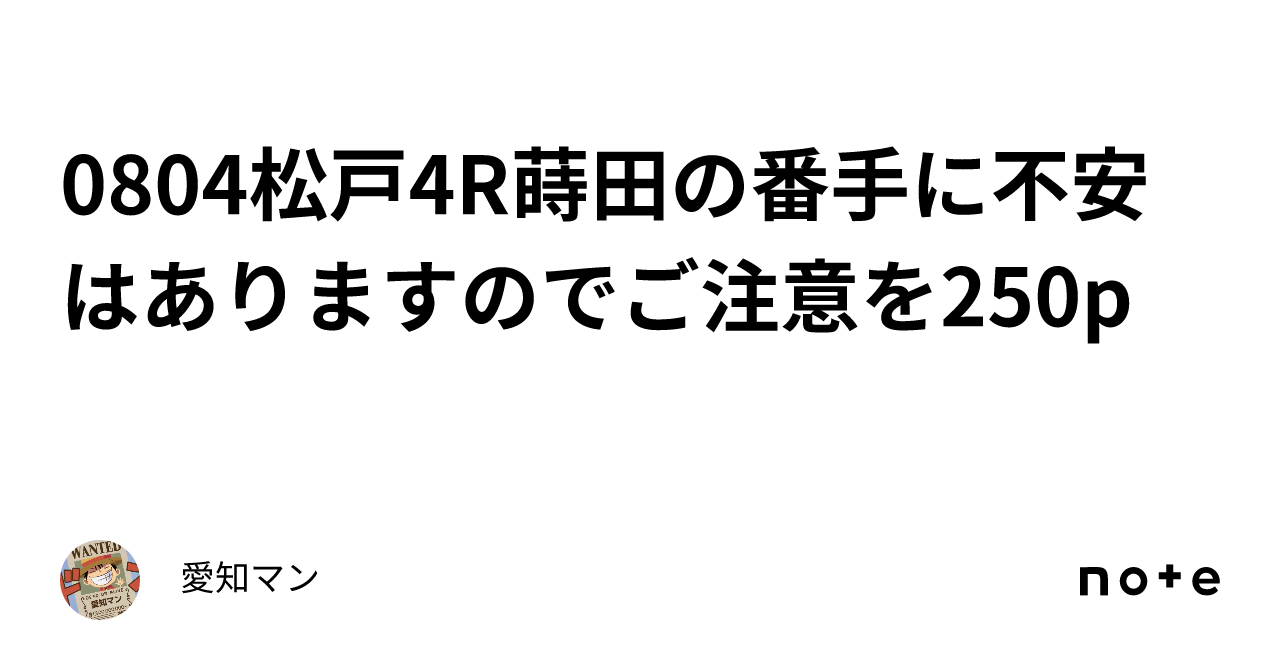 0804松戸4R蒔田の番手に不安はありますのでご注意を250p｜愛知マン