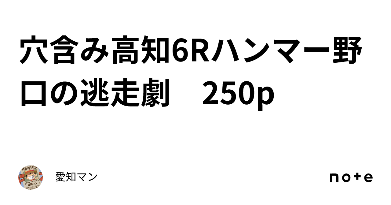 穴含み🔥高知6Rハンマー野口の逃走劇 250p｜愛知マン