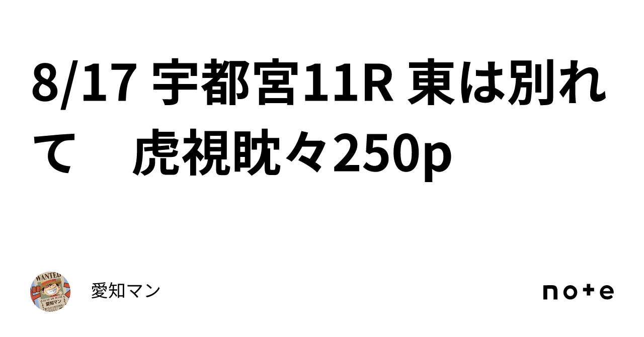 8/17 宇都宮11R 東は別れて 虎視眈々250p｜愛知マン