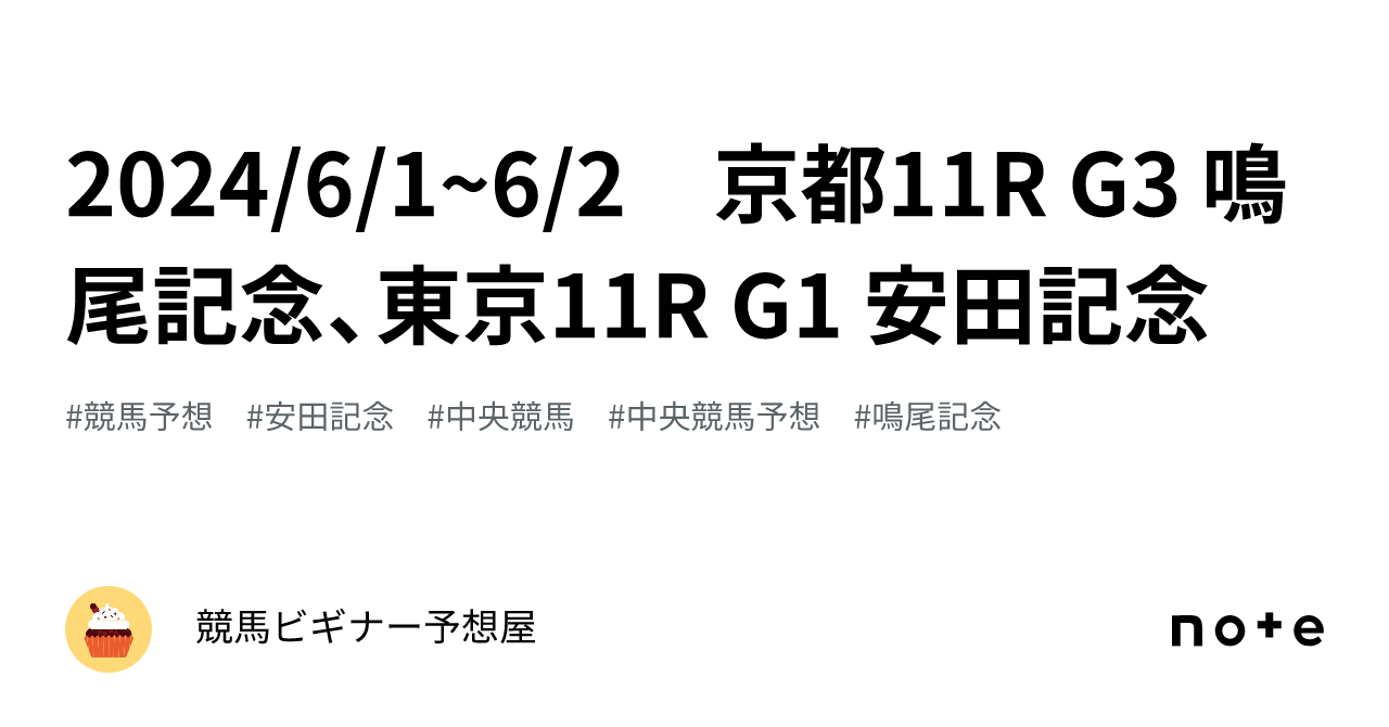 2024/6/1~6/2 京都11R G3 鳴尾記念、東京11R G1 安田記念｜競馬ビギナー予想屋