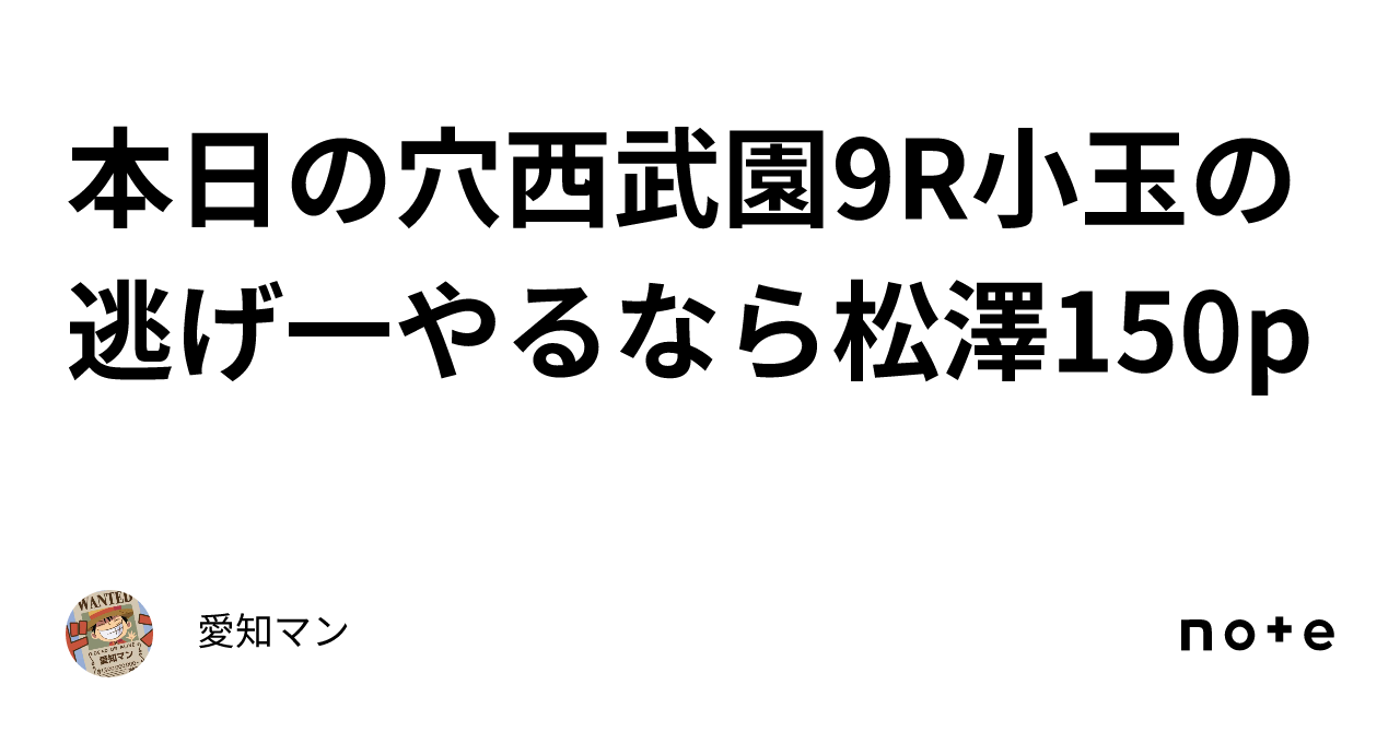 本日の穴🔥西武園9R小玉の逃げ一やるなら松澤150p｜愛知マン