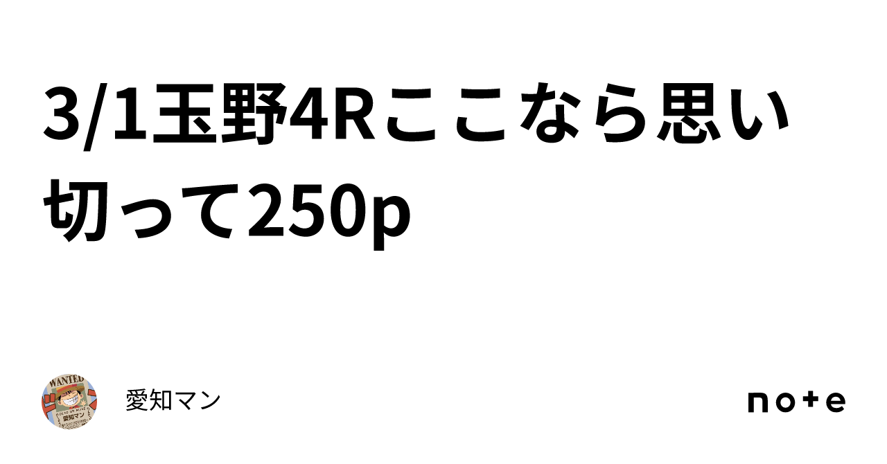 3/1玉野4Rここなら思い切って250p｜愛知マン