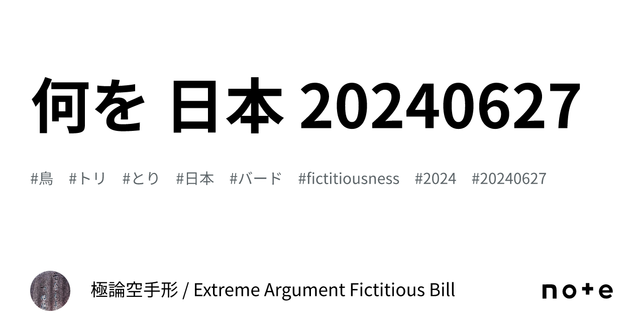 何を 日本 20240627｜極論空手形 / Extreme Argument Fictitious Bill