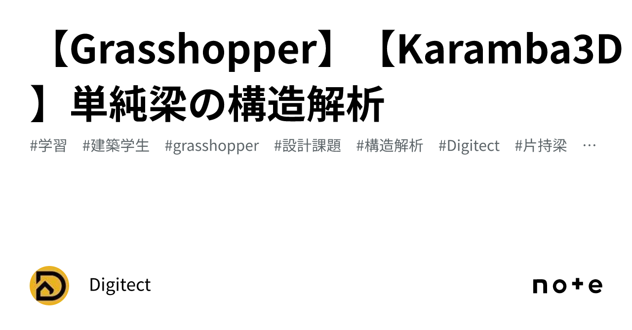 【Grasshopper】【Karamba3D】単純梁の構造解析｜Digitect