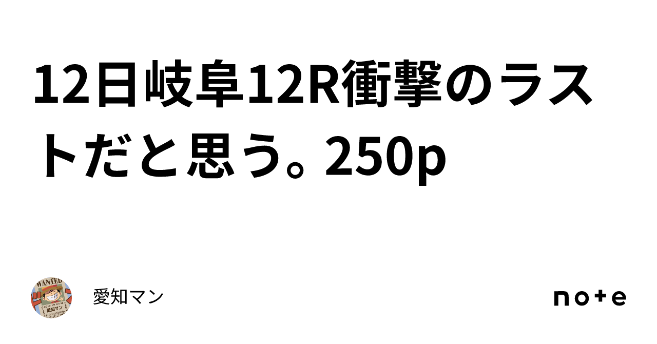 12日岐阜12R衝撃のラストだと思う。250p｜愛知マン