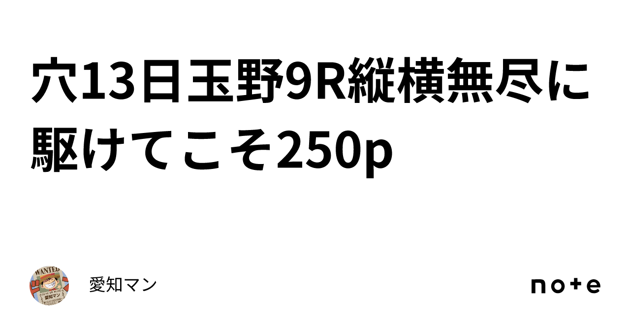 穴🔥13日玉野9R縦横無尽に駆けてこそ250p｜愛知マン