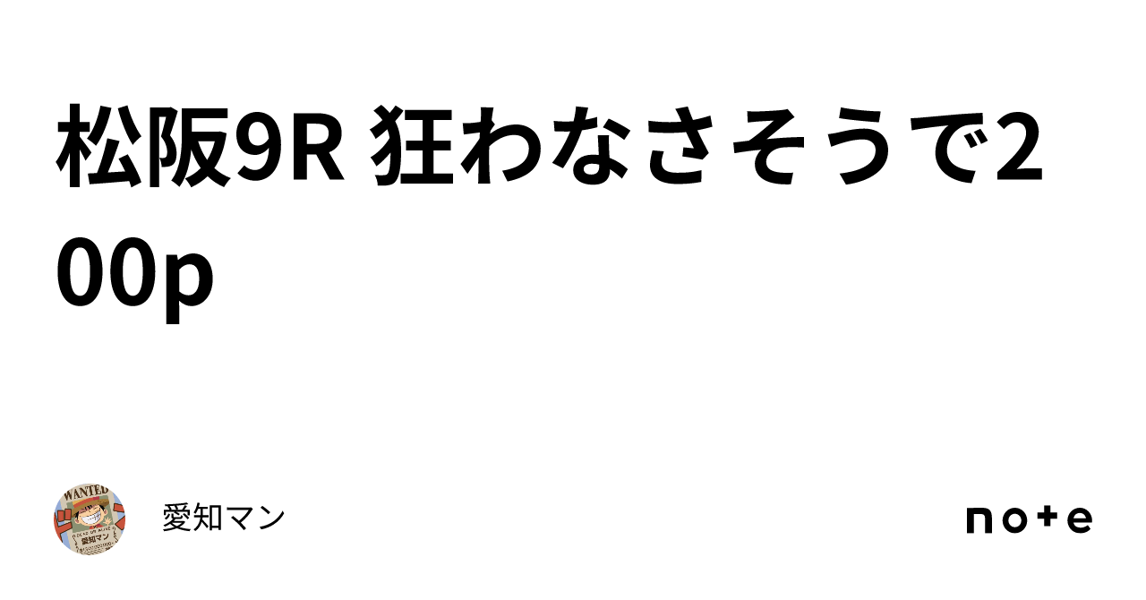 松阪9R 狂わなさそうで200p｜愛知マン