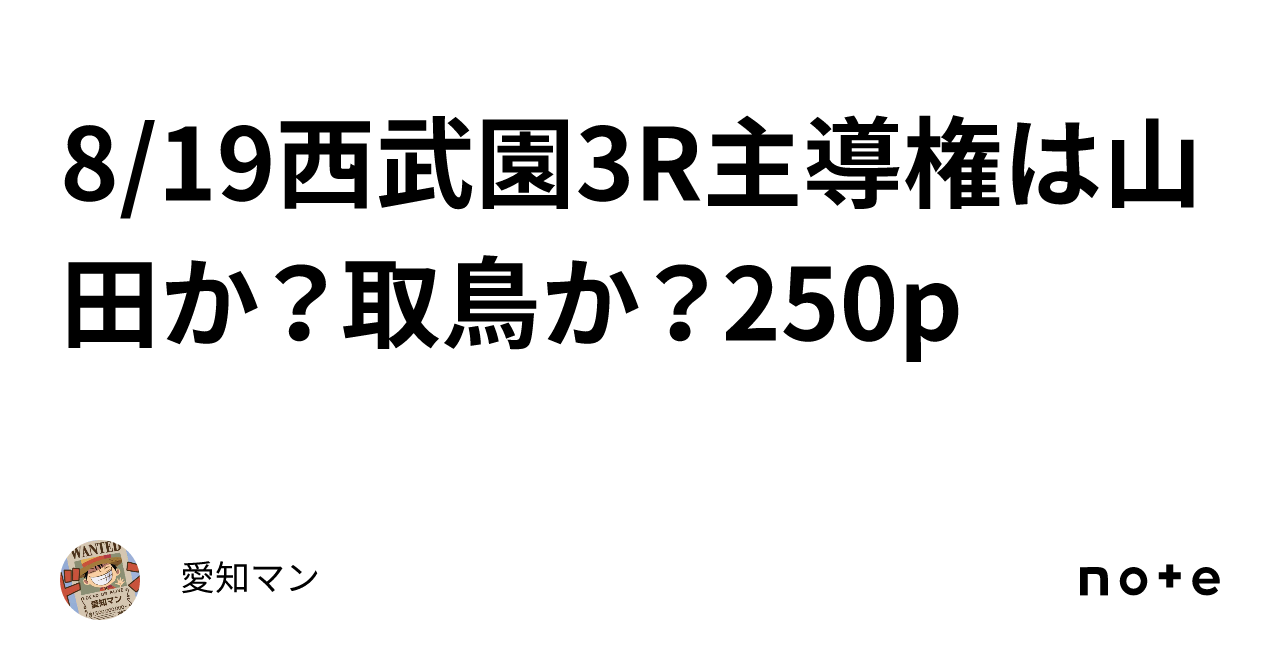 8/19西武園3R主導権は山田か？取鳥か？250p｜愛知マン