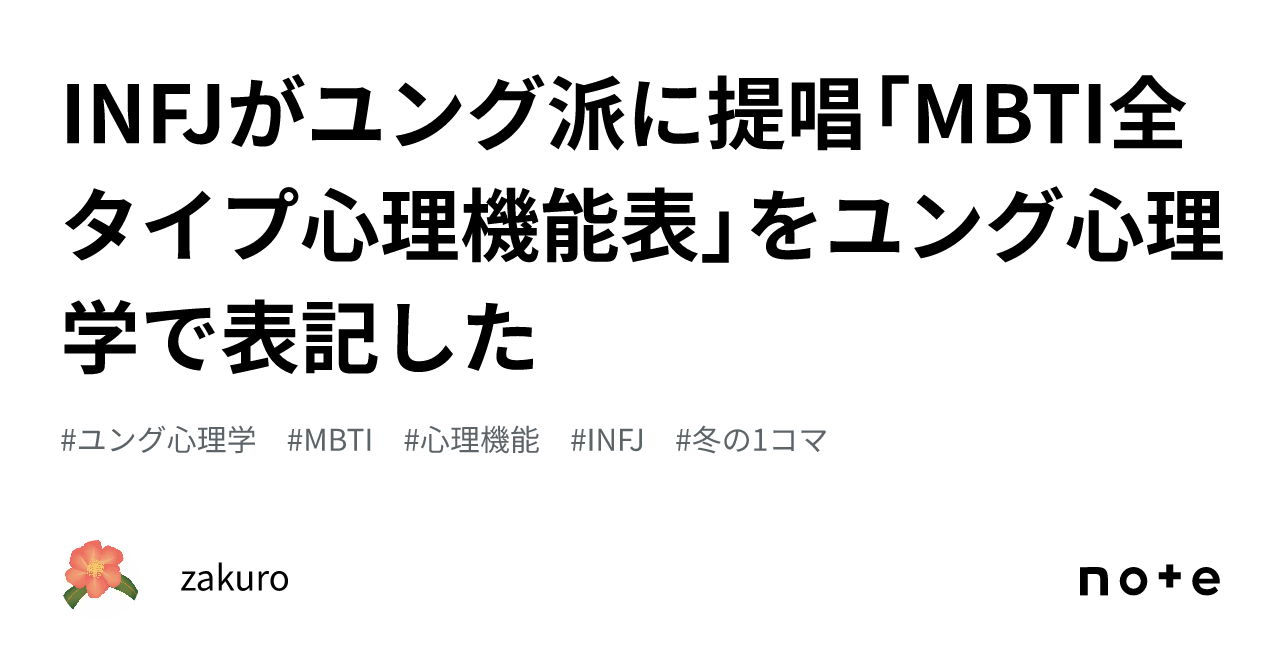 INFJがユング派に提唱「MBTI全タイプ心理機能表」をユング心理学で表記した｜zakuro