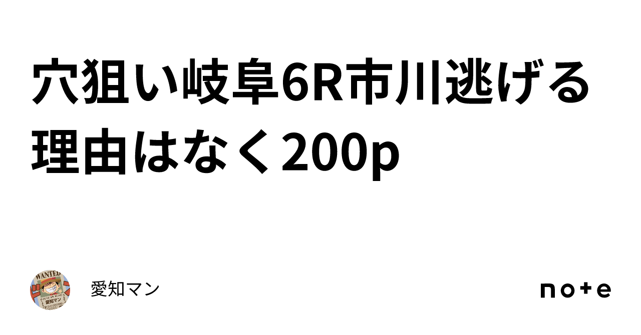 穴狙い岐阜6R市川逃げる理由はなく200p｜愛知マン