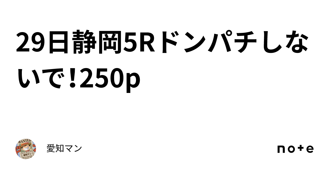 29日静岡5Rドンパチしないで！250p｜愛知マン