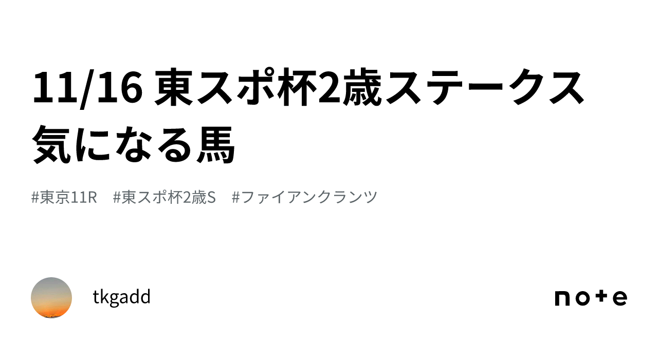 11/16 東スポ杯2歳ステークス 気になる馬｜tkgadd