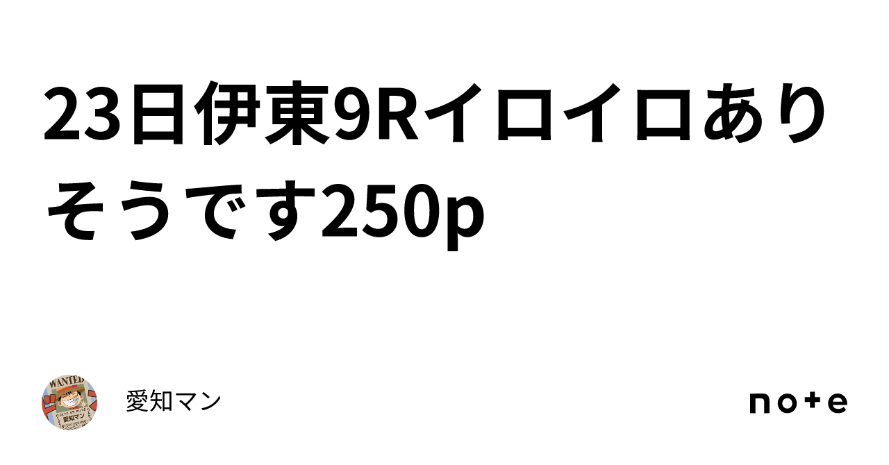 23日伊東9Rイロイロありそうです250p｜愛知マン