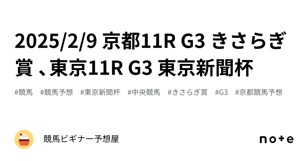 2025/2/9 京都11R G3 きさらぎ賞 、東京11R G3 東京新聞杯｜競馬ビギナー予想屋