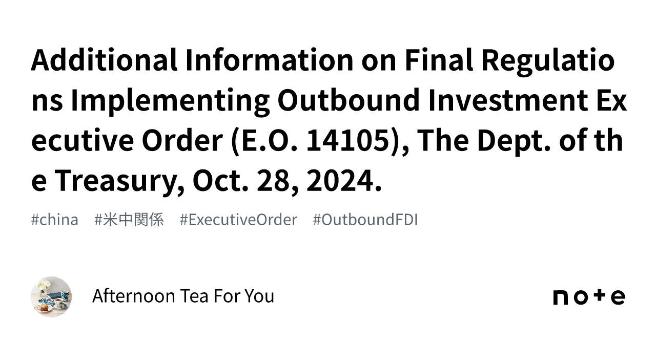 Additional Information on Final Regulations Implementing Outbound ...