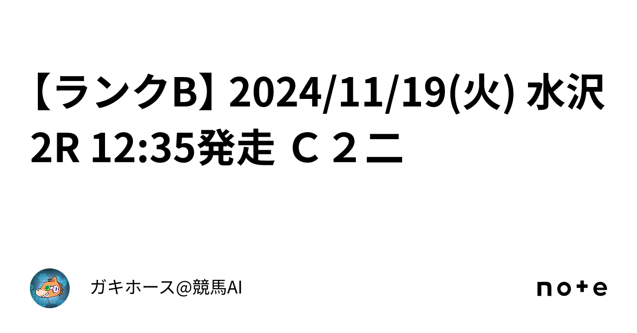 【ランクB】 2024/11/19(火) 水沢2R 12:35発走 C2二｜ガキホース@競馬AI