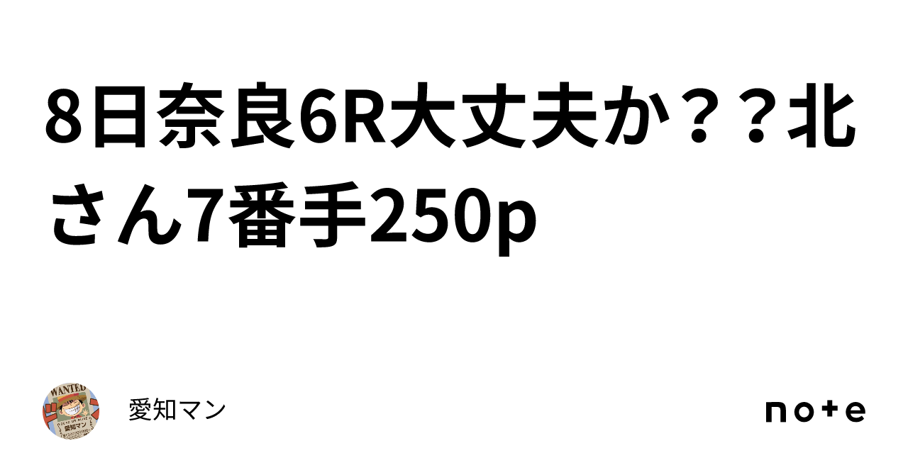 8日奈良6R大丈夫か？？北さん7番手250p｜愛知マン