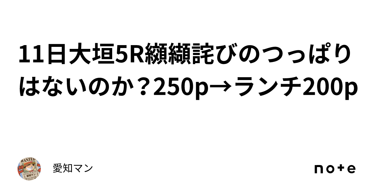 11日大垣5R纐纈詫びのつっぱりはないのか？250p→ランチ200p｜愛知マン
