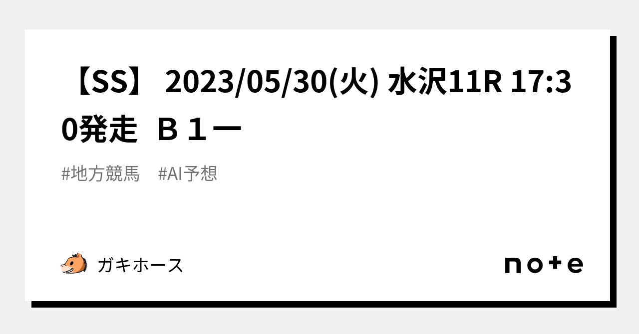 【SS】 2023/05/30(火) 水沢11R 17:30発走 B1一｜ガキホース