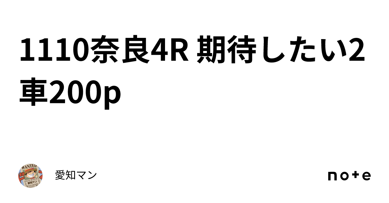 1110奈良4R 期待したい2車200p｜愛知マン