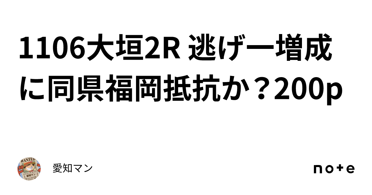 1106大垣2R 逃げ一増成に同県福岡抵抗か？200p｜愛知マン