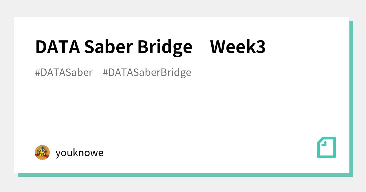 DATA Saber Bridge Week3｜youknowe